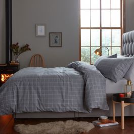 Brushed Cotton Check Duvet Cover Set | Silentnight